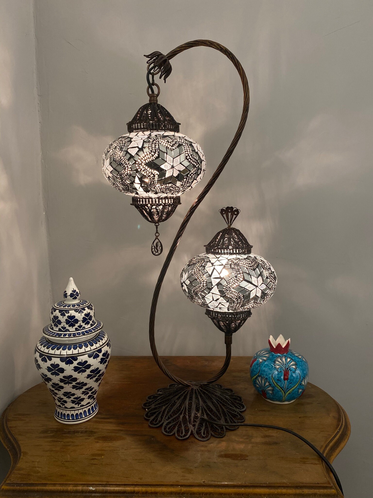 Double Lamp Shade Mosaic Turkish Filigree Table Lamps Lavender | Etsy