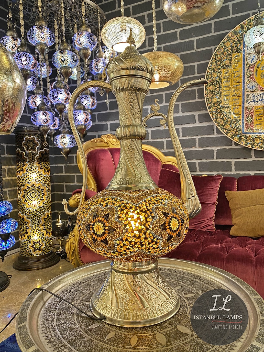 Handmade Turkish Stained Glass Mosaic Aladdin Table Lamp | Living Room ...