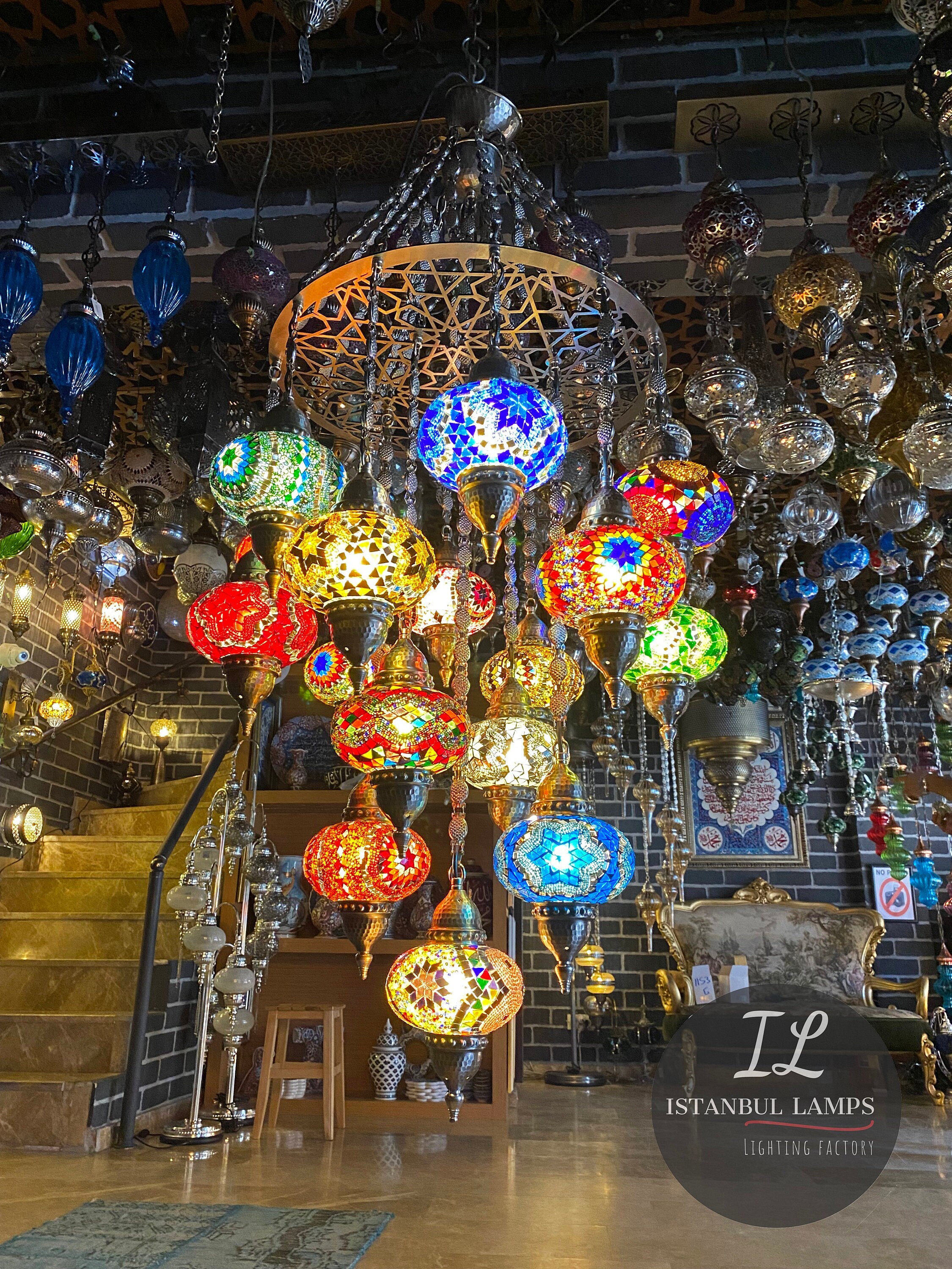 Turkish/moroccan Stained Glass Mosaic Chandelier Lamp - Etsy