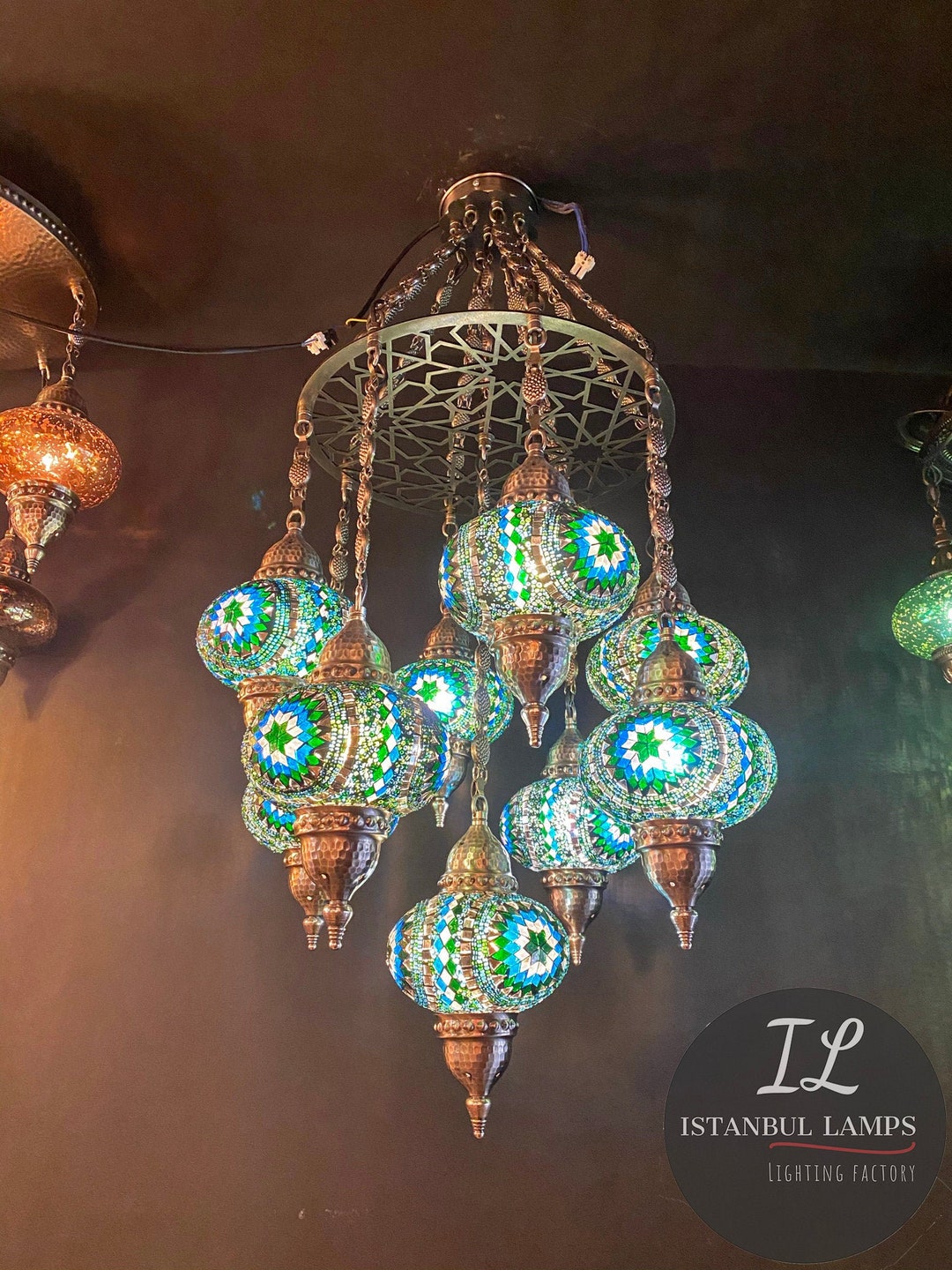 Turkish\moroccan Stained Glass Mosaic Chandelier | Home Decor - Etsy