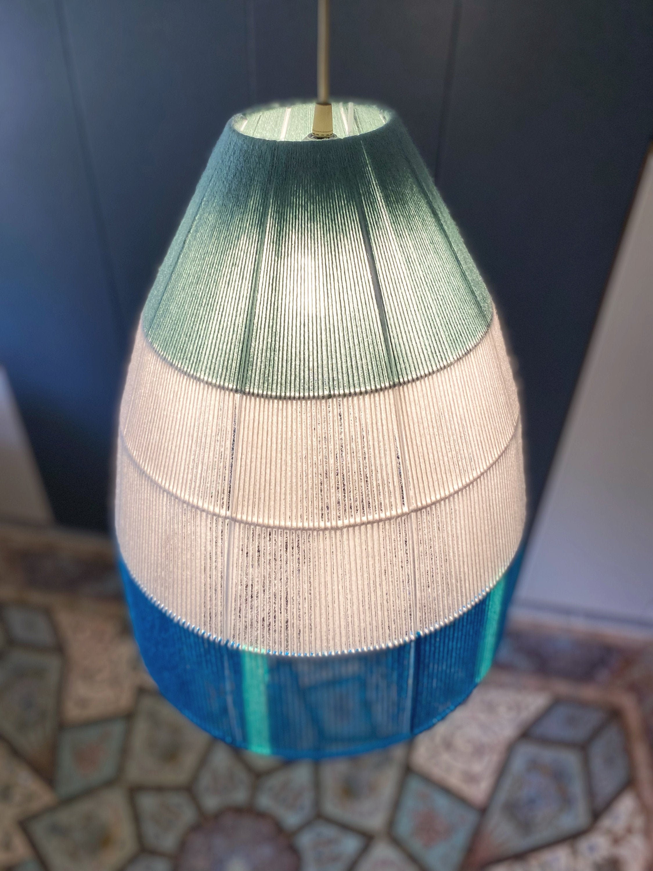 Handwoven Thread Lampshade Yarn Light Pendant Home & Living | Etsy