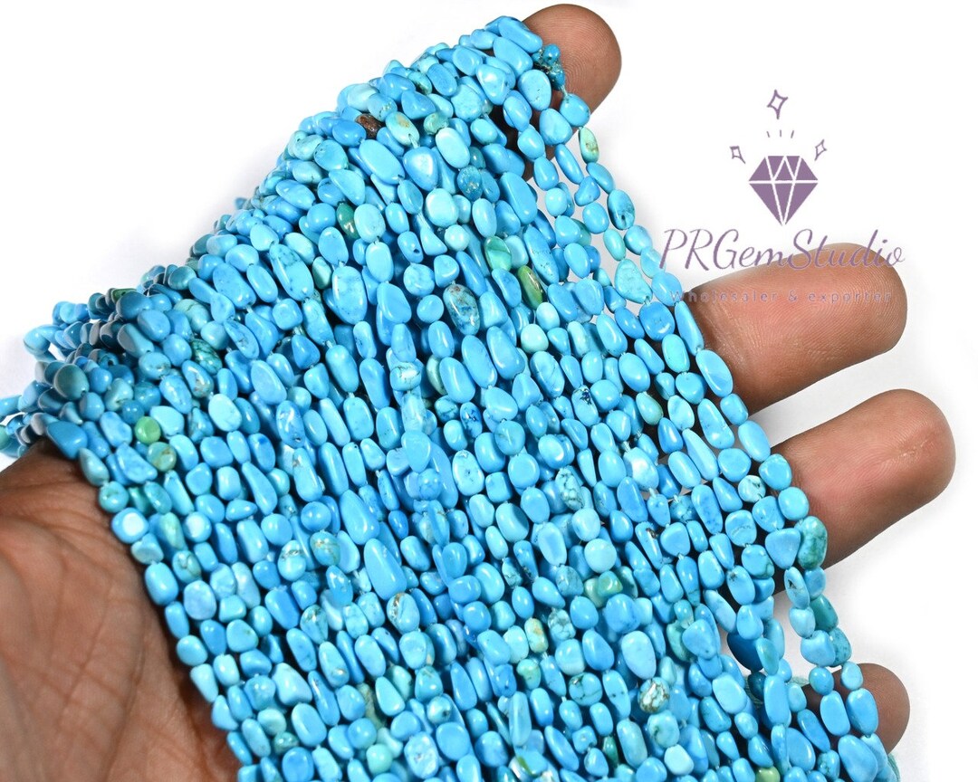 Natural Blue Turquoise Smooth Oval Shape Gemstone Beads, Turquoise ...