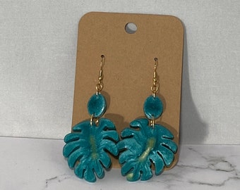 Tropical Palm Leaf Resin Earrings - Etsy