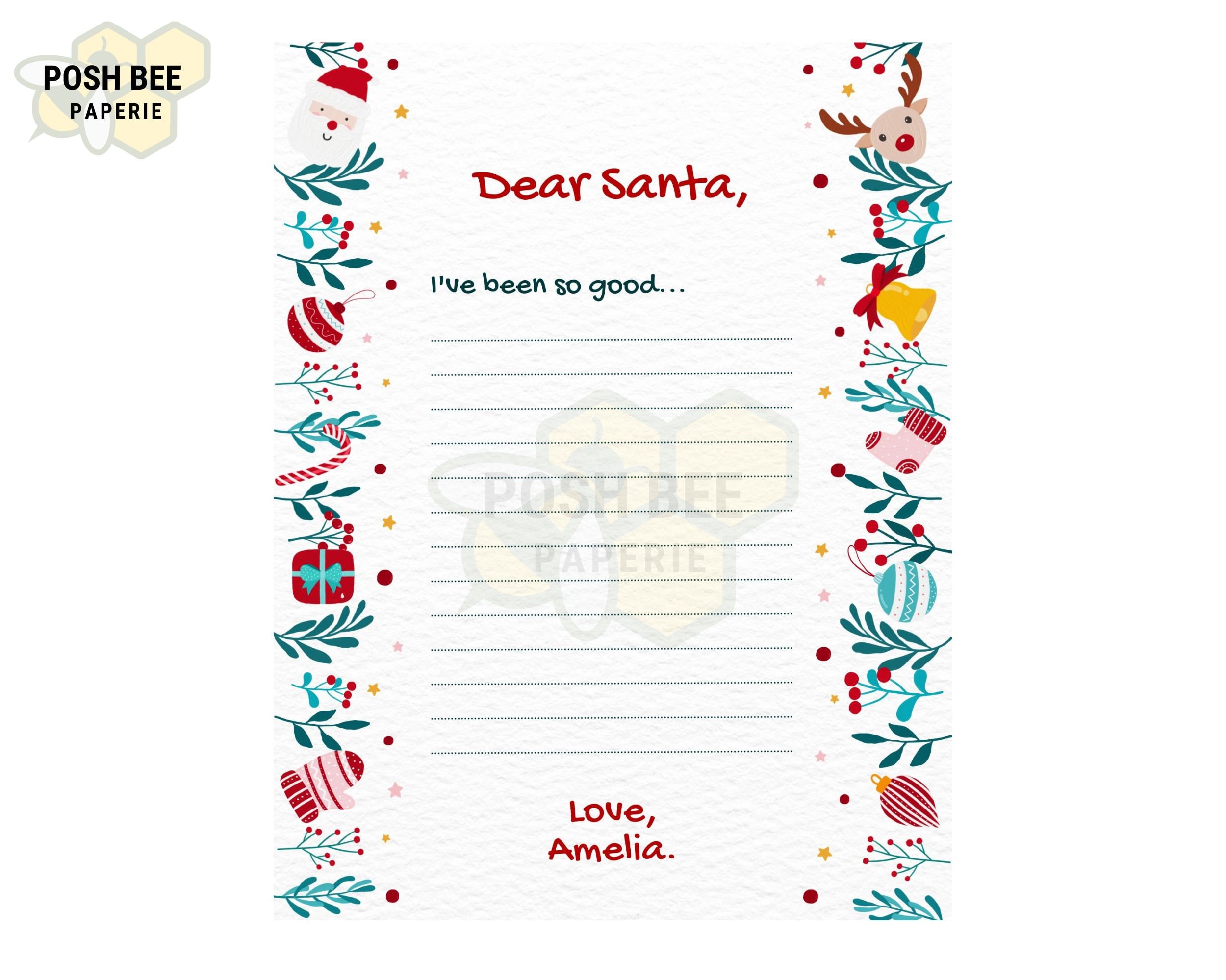 Carta a Santa, Carta de Santa Imprimible, Querido Santa Imprimible ...