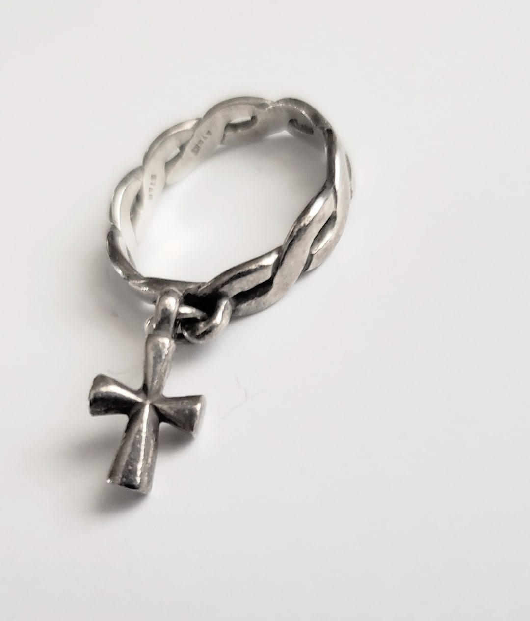 Retired James Avery St. Teresa Cross Dangle Ring With Twisted Band Size ...