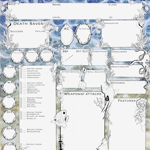 Printable Dungeons and Dragons Moon Themed Character Sheet - Etsy