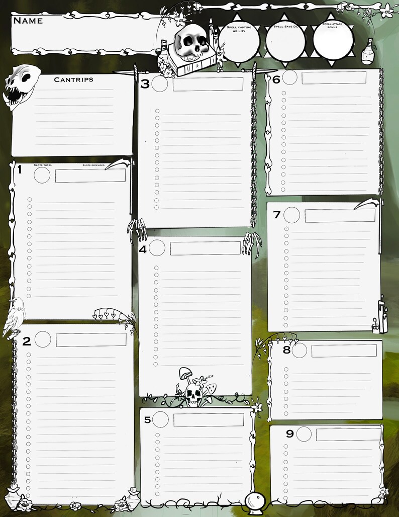 Printable Dungeons and Dragons Necromancer/ Death Cleric Themed ...
