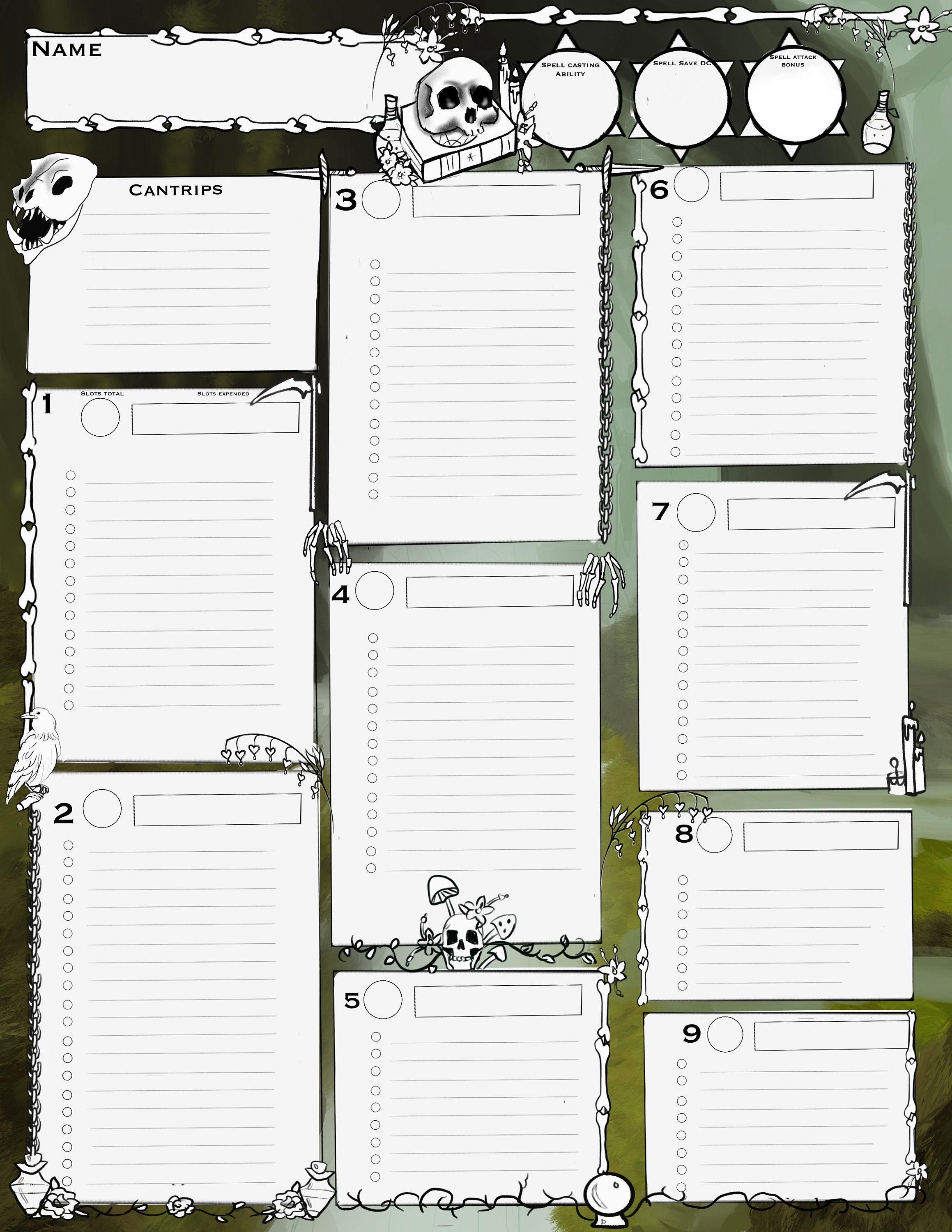 Printable Dungeons and Dragons Necromancer/ Death Cleric Themed ...