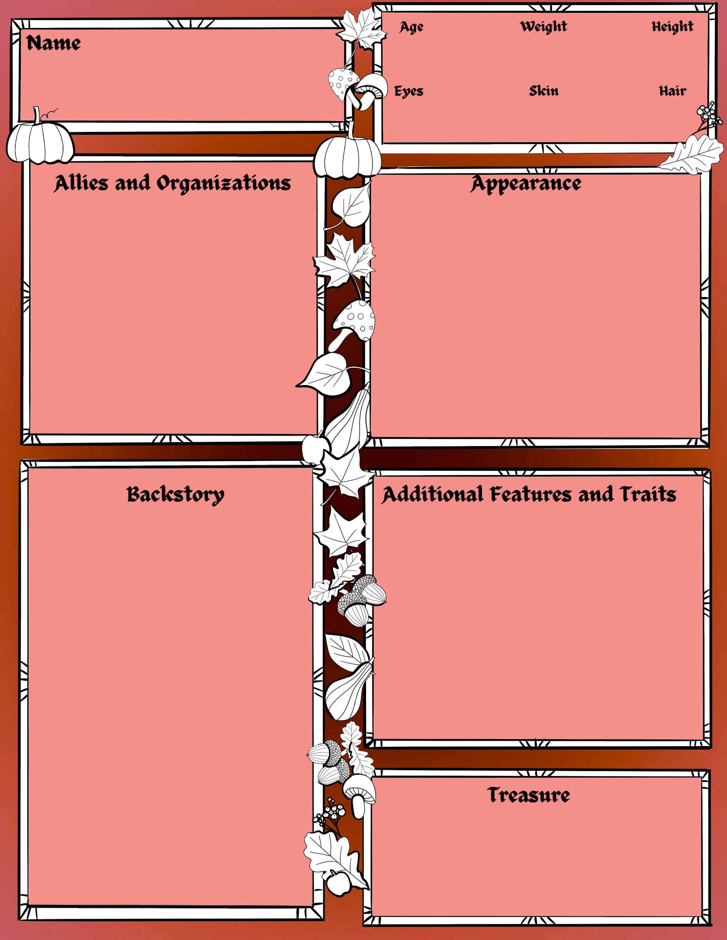 Printable Dungeons and Dragons Fall Character Sheet (2 Separate Pdfs ...