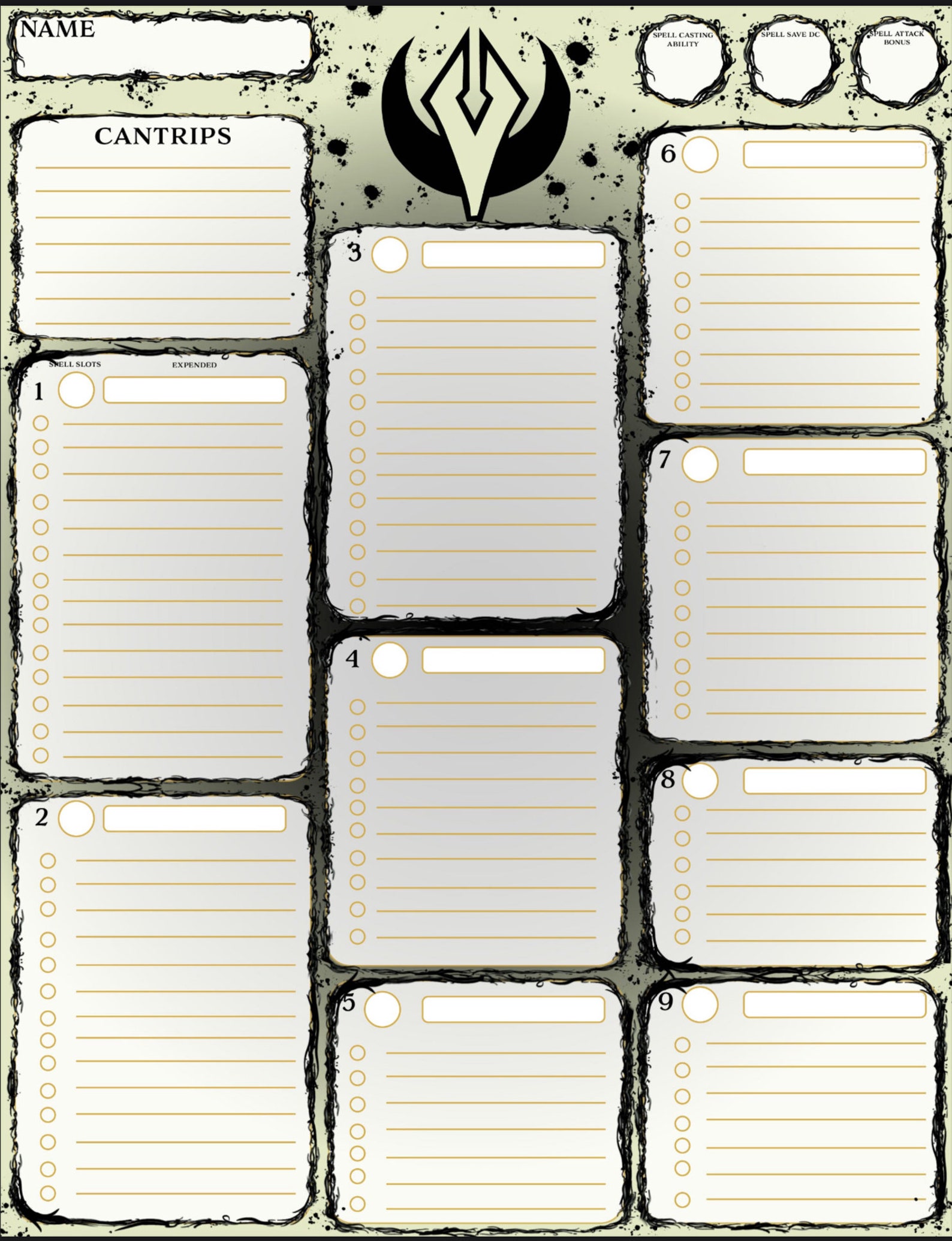 Printable Dungeons and Dragons Strixhaven Themed Character Sheet Bundle ...