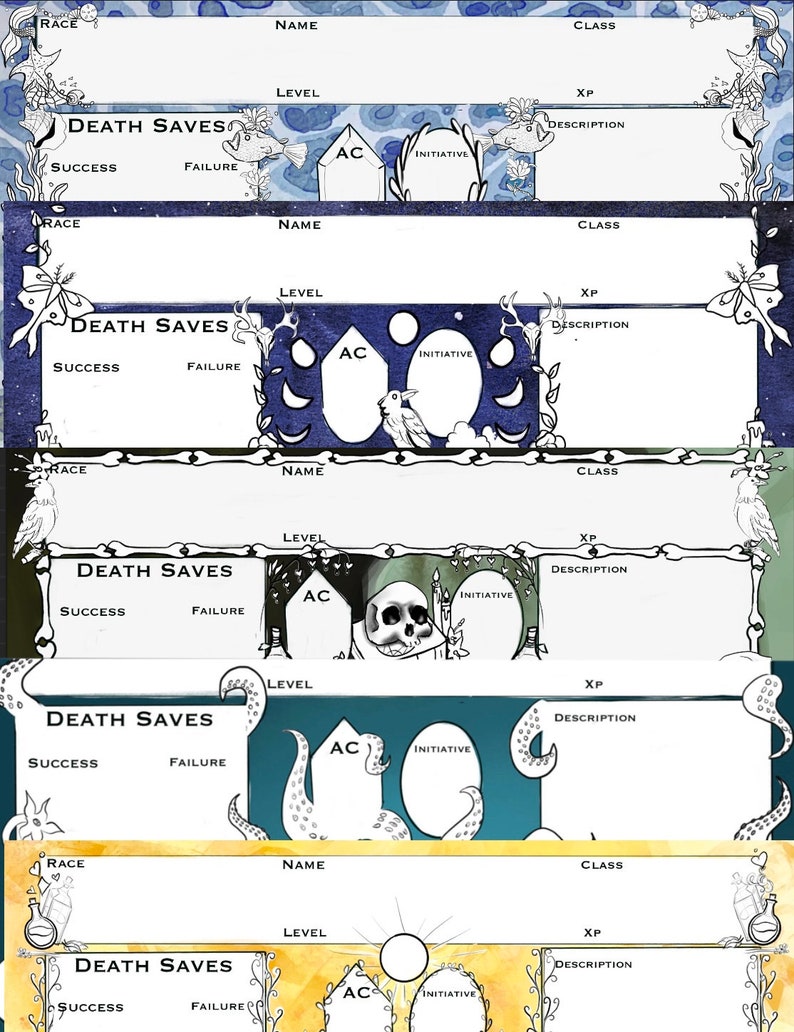 Printable Dungeons and Dragons Character Sheet Bundle - Etsy