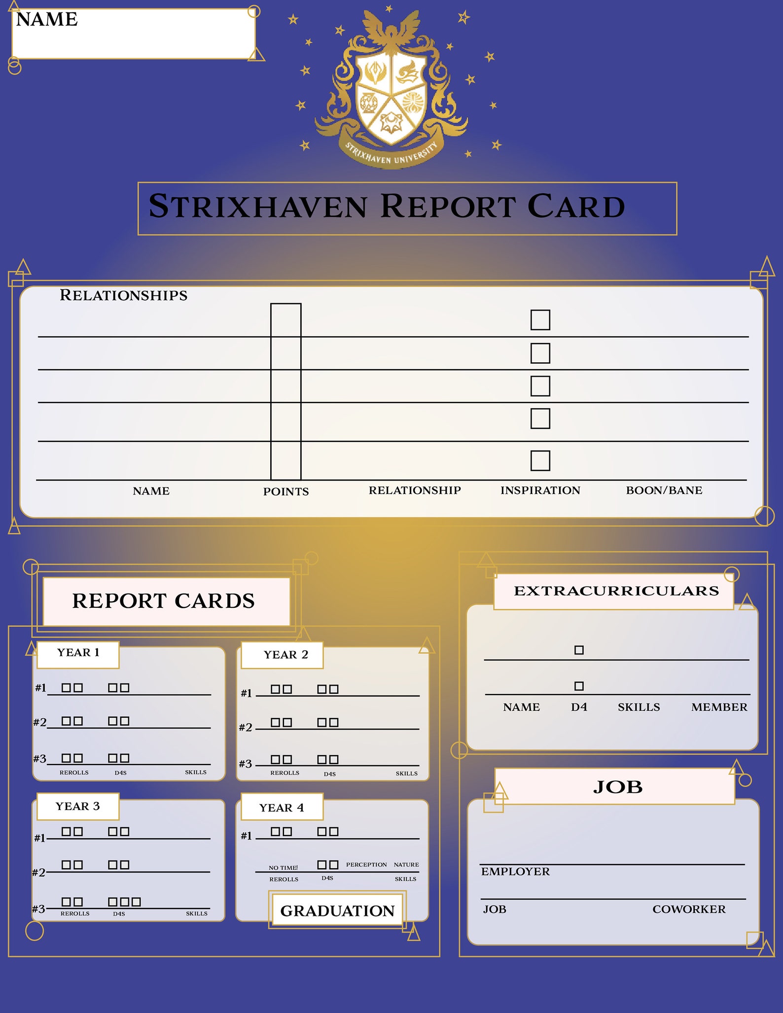 Printable Dungeons and Dragons Strixhaven Themed Character Sheet Bundle ...
