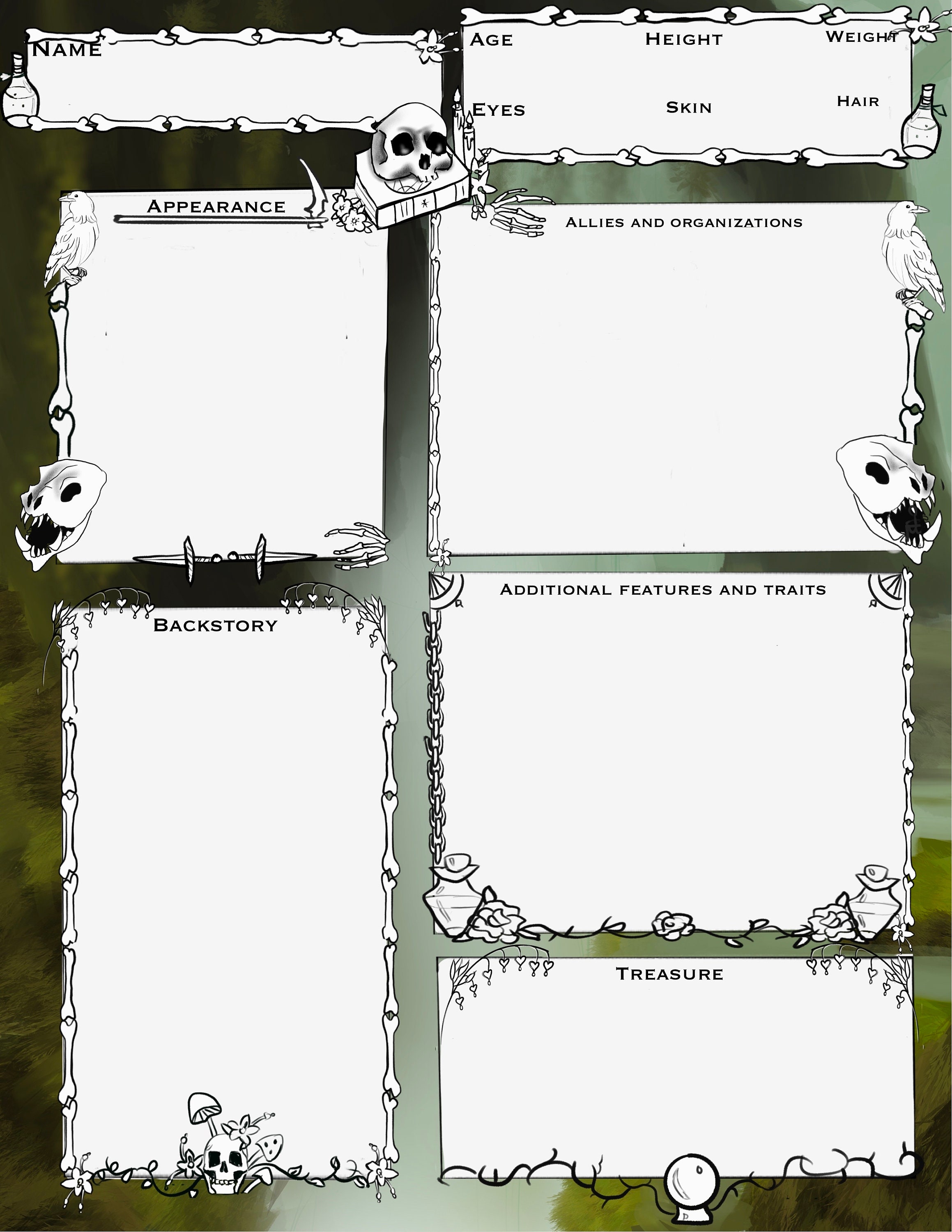 Printable Dungeons and Dragons Necromancer/ Death Cleric Themed ...