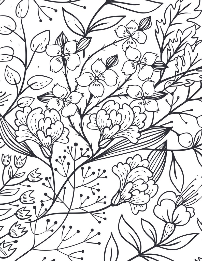 Printable Adult Flower Coloring Pages Botanical Coloring - Etsy Canada
