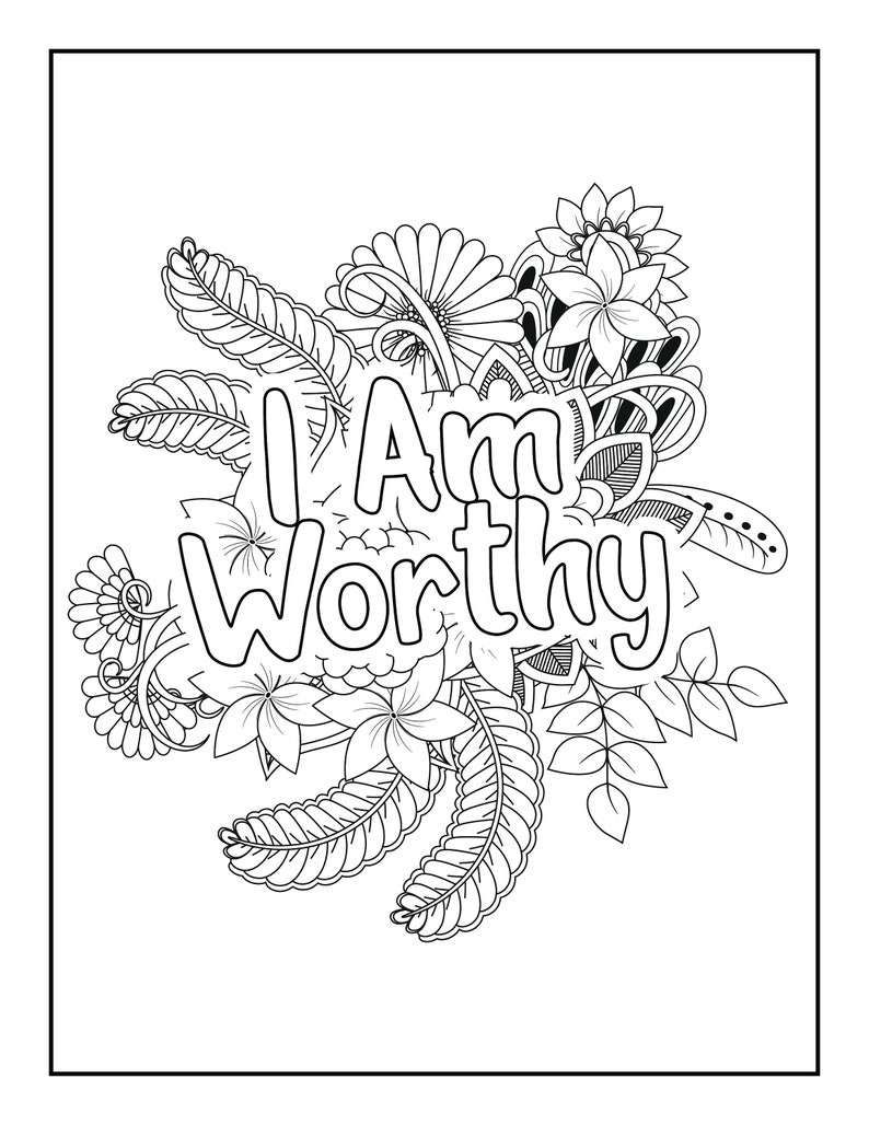 Printable Affirmation Coloring Book for Teens Daily Mindset - Etsy