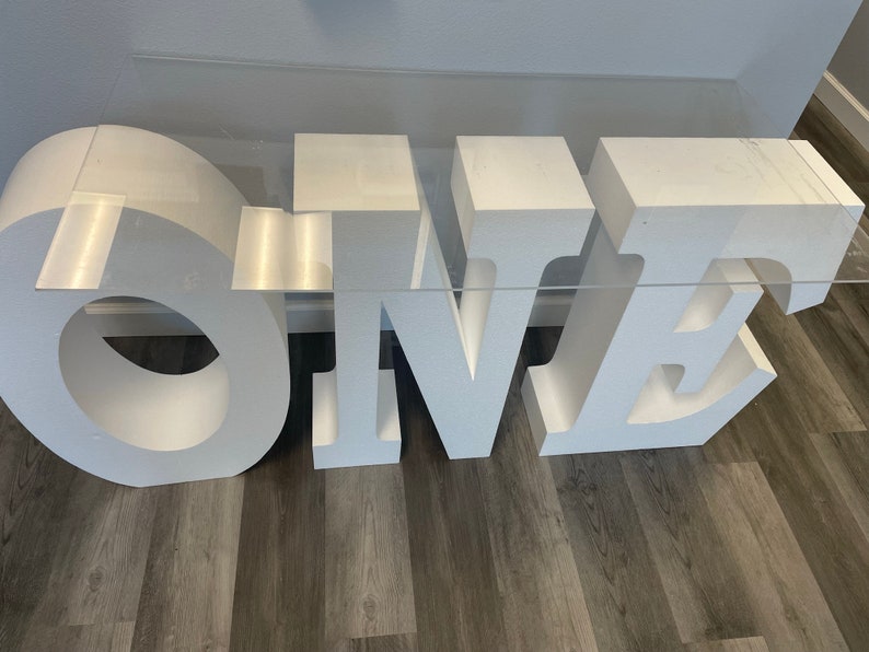 One Table Base Letters 30 Tall Freestanding 3D Styrofoam ONE Characters ...