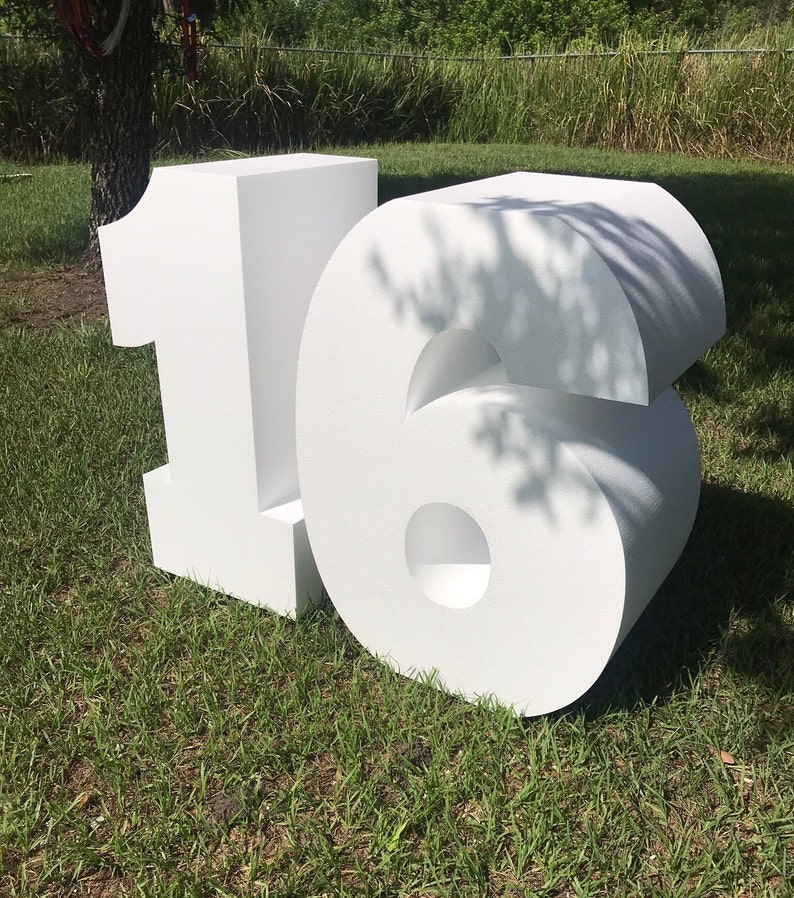 Large Thick 16 Numbers 3D Self Stand Numbers for Sweet Sixteen Birthday ...