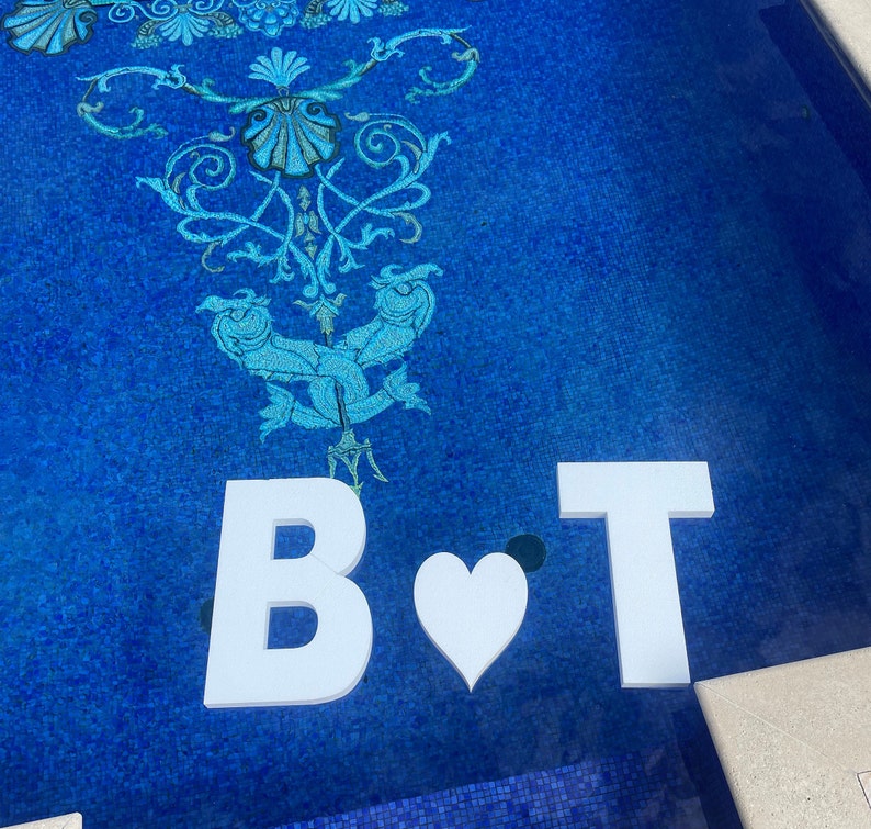 Large 3D Floating Pool Initials and Sign Wedding - Etsy