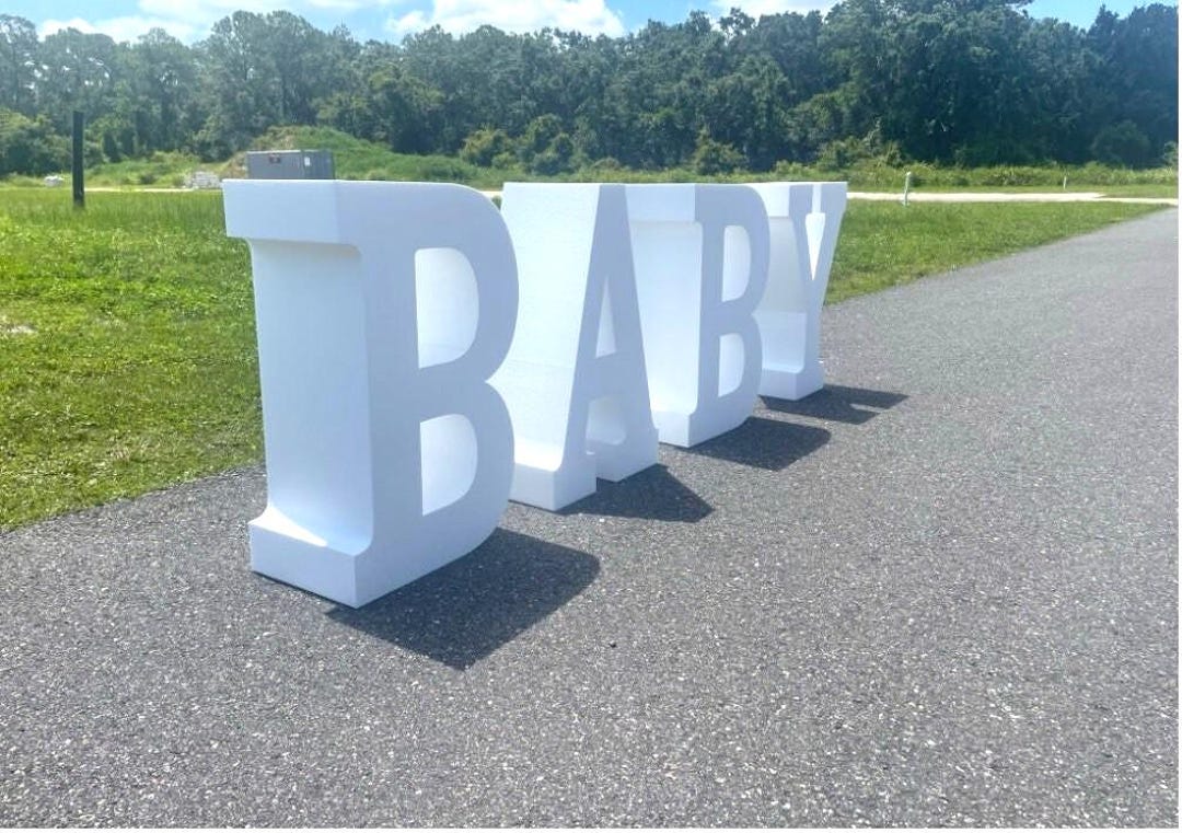 Thick Large Self Standing 3D Baby Letters Foam Word Sign | Baby Shower ...