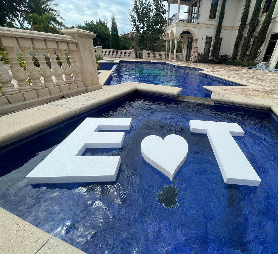 Large 3D Floating Pool Initials and Sign Wedding - Etsy