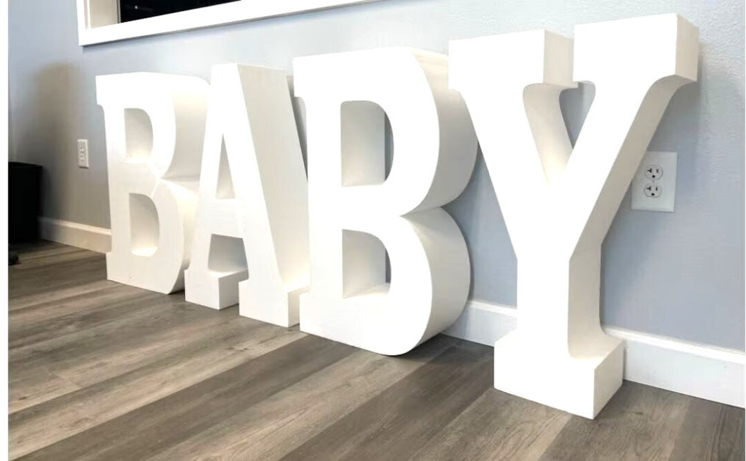 Large Toddler Baby Shower Letters | Table Base Letters for Baby Shower ...