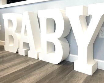 30" TALL 3D THICK BABY Letters | Table Base Styrofoam Baby Letters for ...