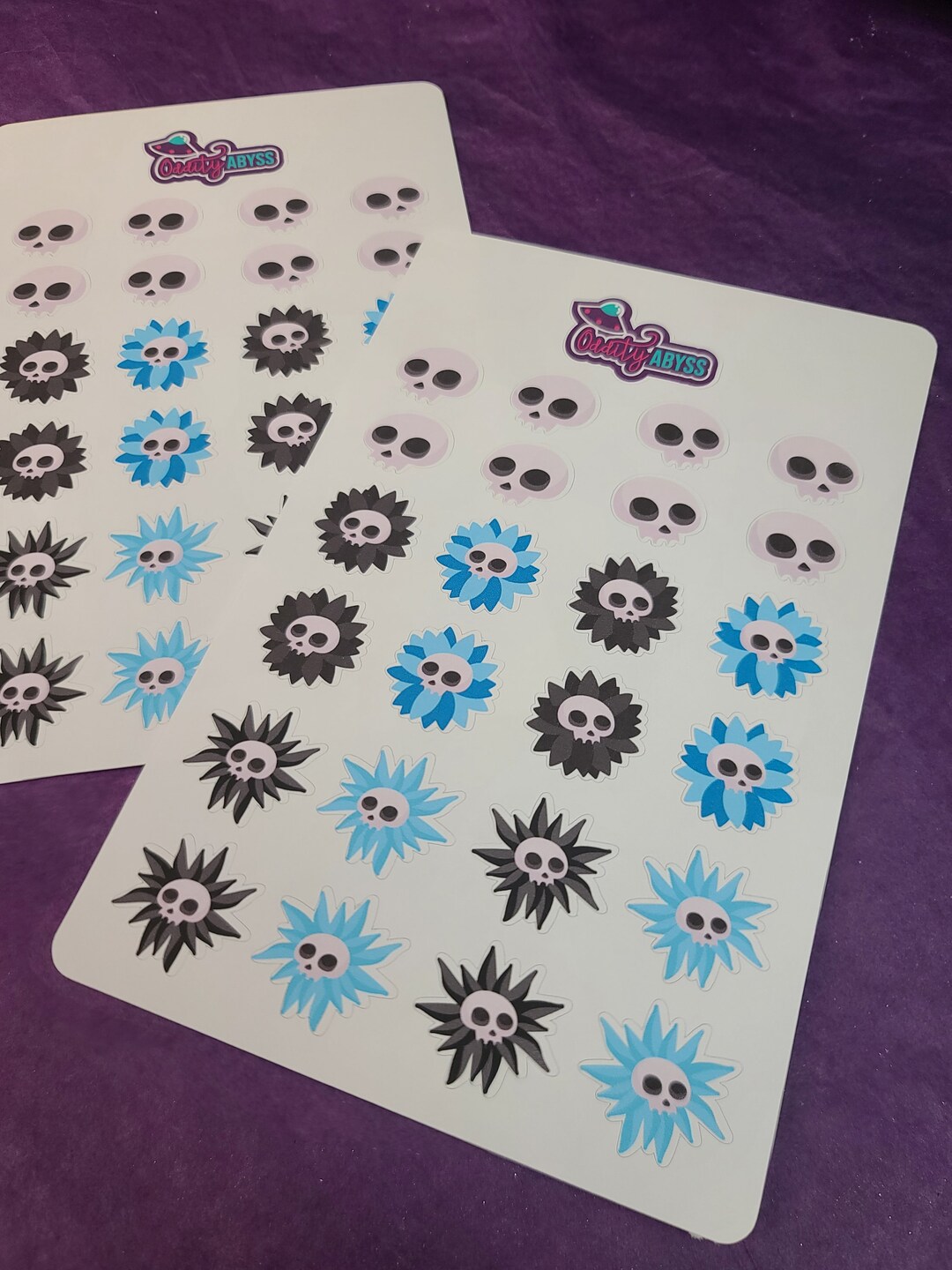 Black Flower Skull Sticker Sheet One Sheet Large/mini Sticker - Etsy