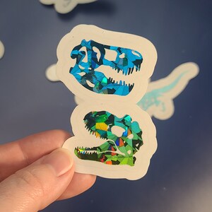 Set of 4 Dinosaur Stickers Dinosaur Bones Holographic Jurassic Party ...