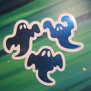 Set of 3 Ghost Vinyl Sticker Waterproof Sticker Holographic Glow in the ...