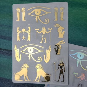 Ancient Egyptian Stickers Gold Hieroglyphic Sticker Sheet Holographic ...