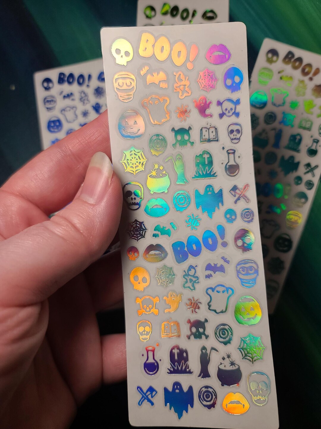 Micro Spooky Stickers Clear Holographic Stickers Boo Sticker Sheet ...