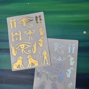 Ancient Egyptian Stickers Gold Hieroglyphic Sticker Sheet Holographic ...