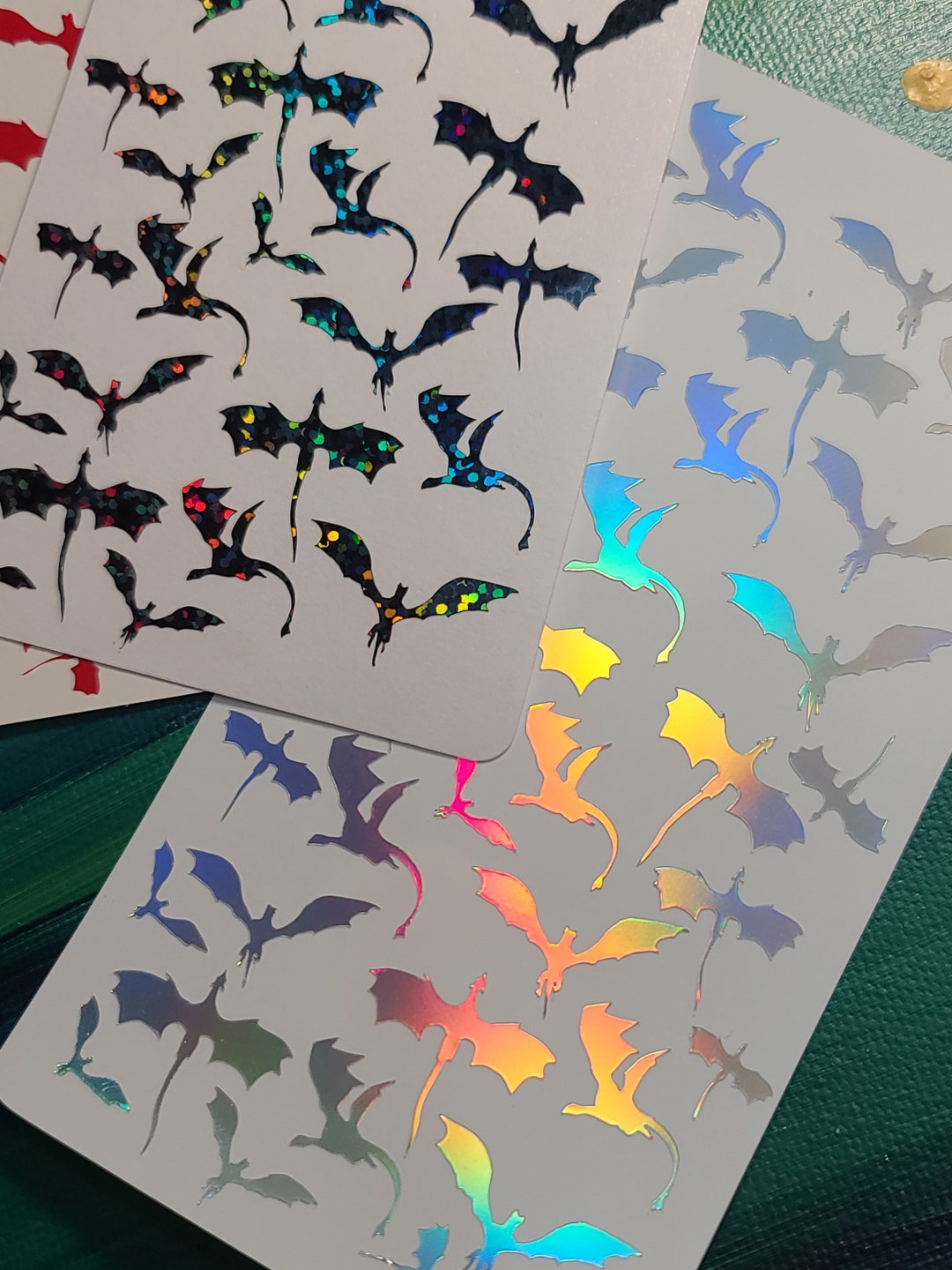 Tiny Dragons Sticker Sheet Waterproof Dragon Stickers Holographic Vinyl ...
