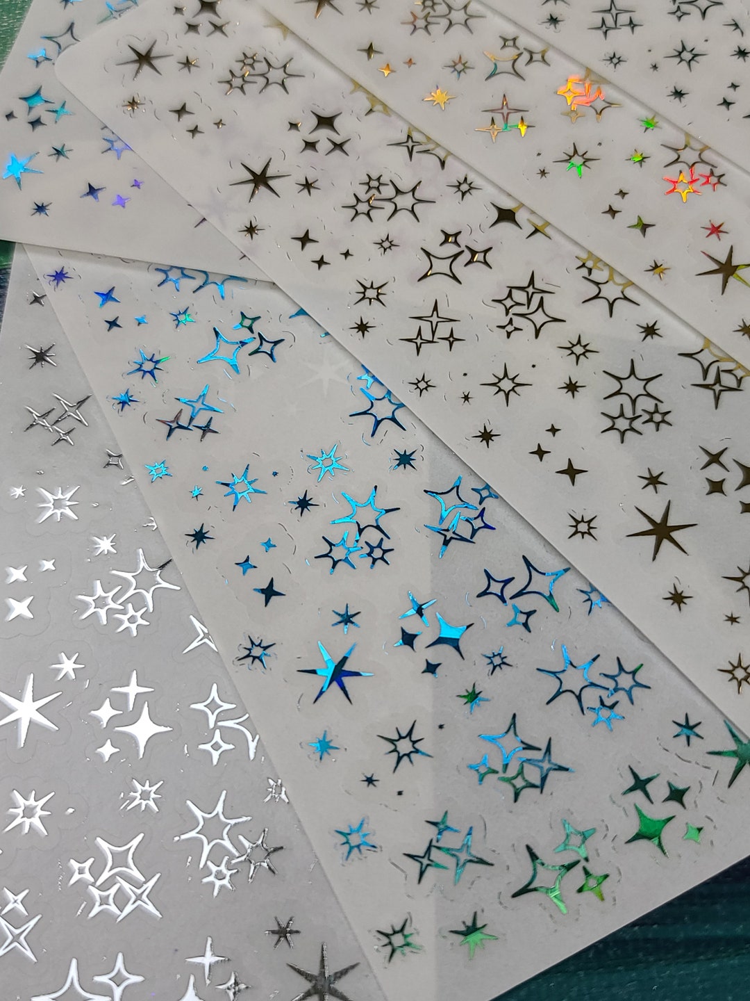 Foil Sparkle Stickers Clear Holographic Stickers and Star Sticker Sheet ...