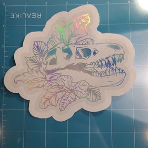 Floral Dinosaur Sticker Holographic Dino Dinosaur Stickers Floral ...