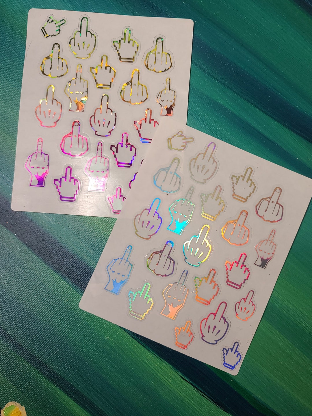 Middle Finger Stickers Holographic Sparkle Sticker Set Foil Glitter ...