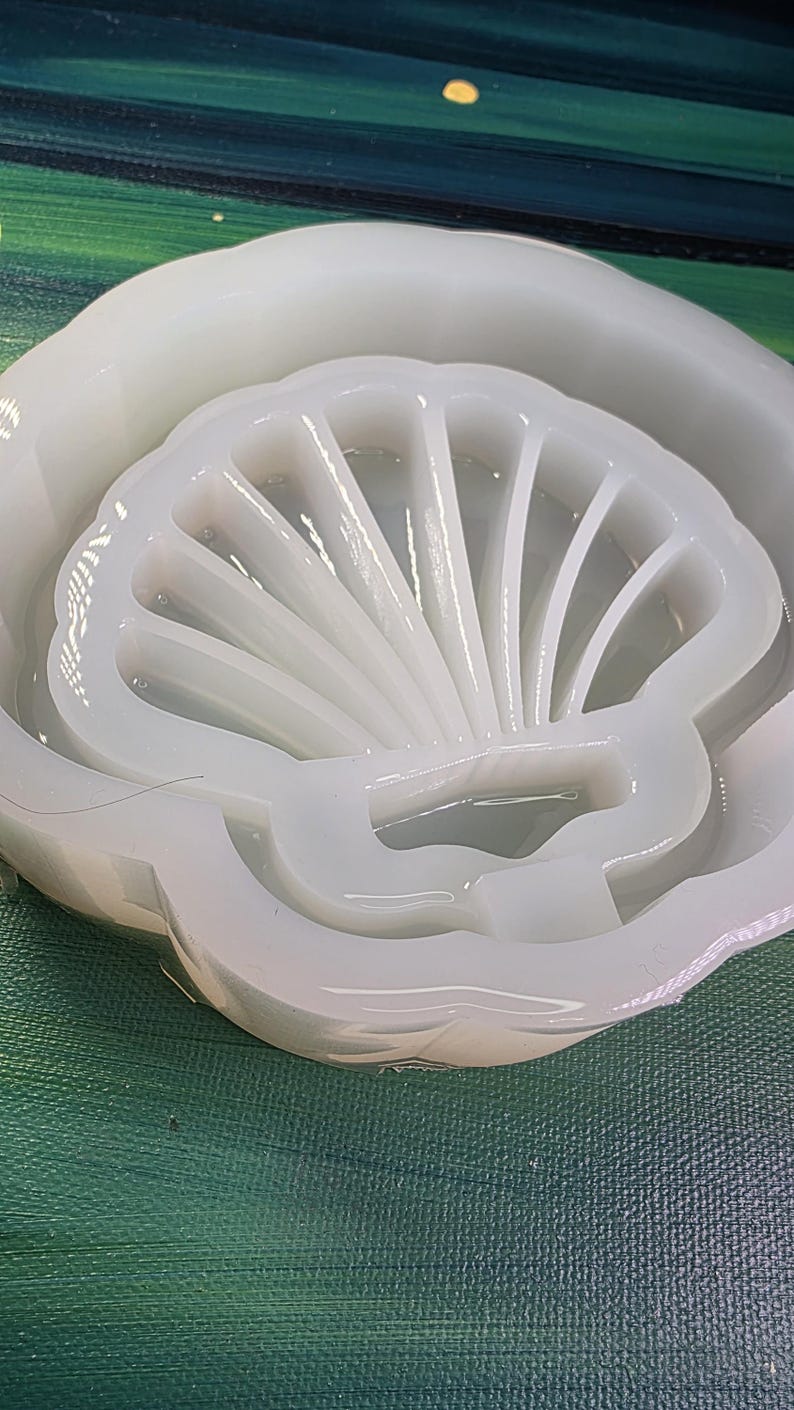 Clam Shell Soap Dish Silicone Mold • Handmade Glossy Shiny Domed Mold ...