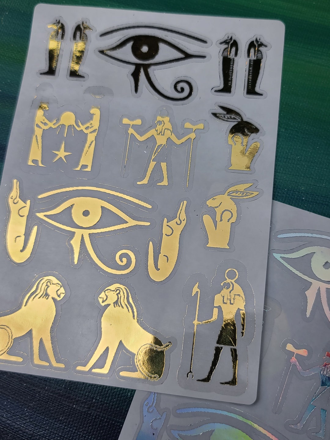Ancient Egyptian Stickers Gold Hieroglyphic Sticker Sheet Holographic ...