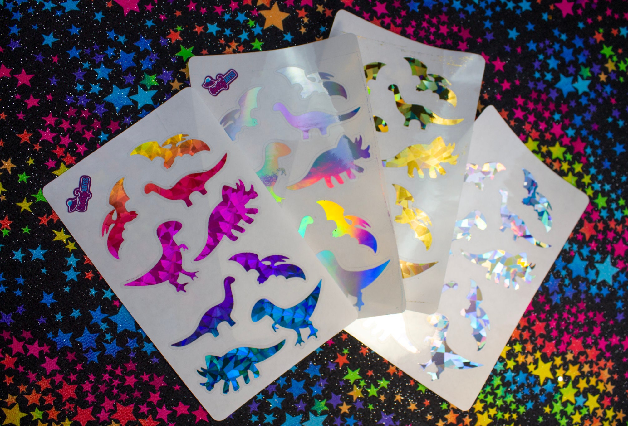 BIG! Holographic Dino Dinosaur Stickers Rainbow Dinosaur Decal ...