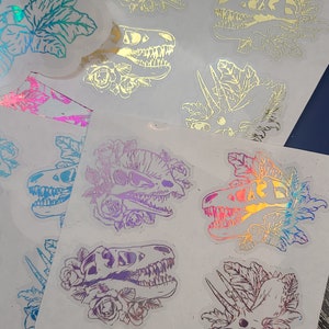 Floral Dinosaur Sticker Holographic Dino Dinosaur Stickers Floral ...