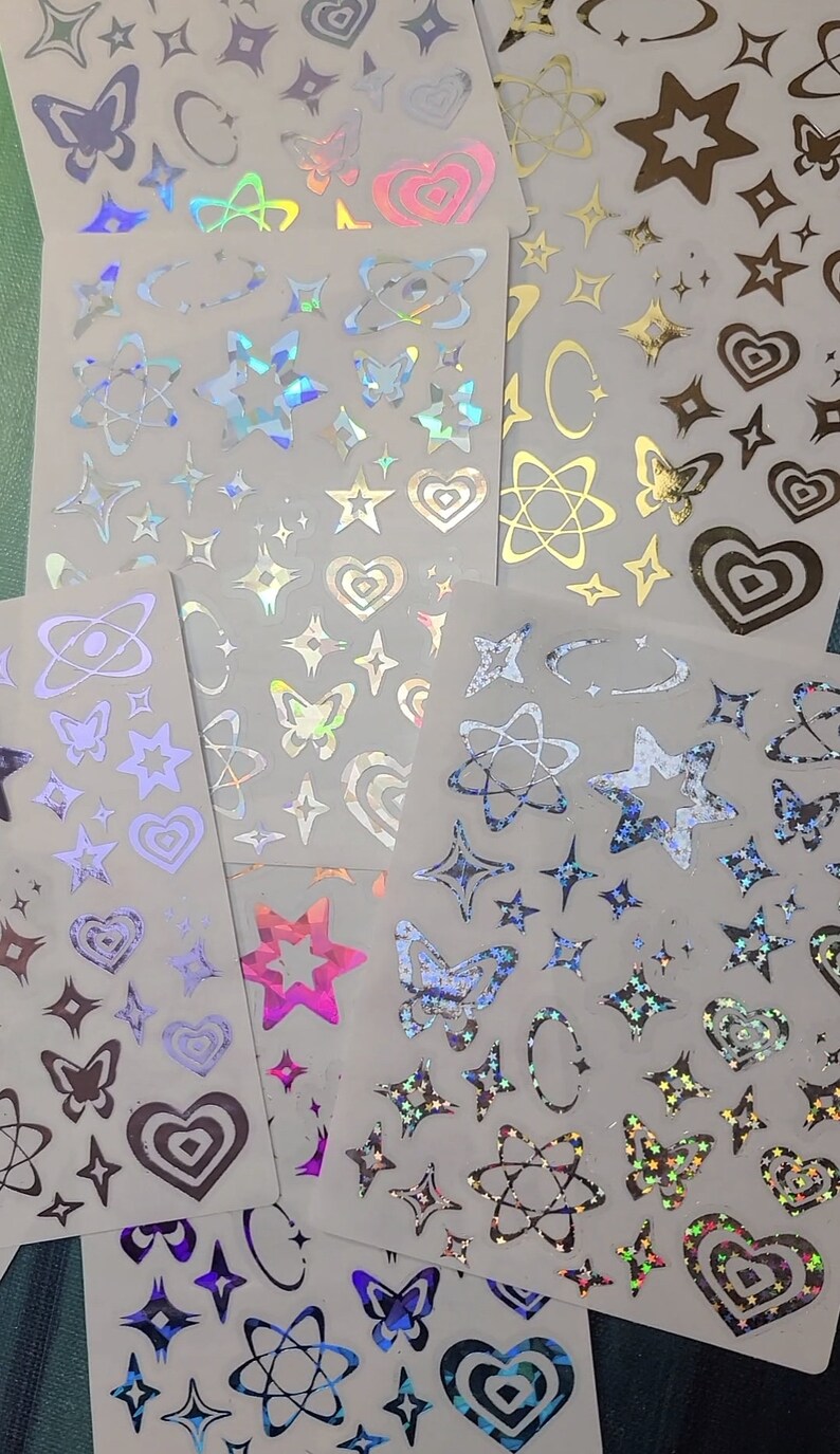 Y2K Stickers Holographic Sparkle Sticker Set - Foil Glitter Tiny ...