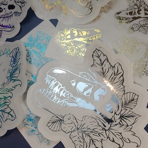Floral Dinosaur Sticker Holographic Dino Dinosaur Stickers Floral ...