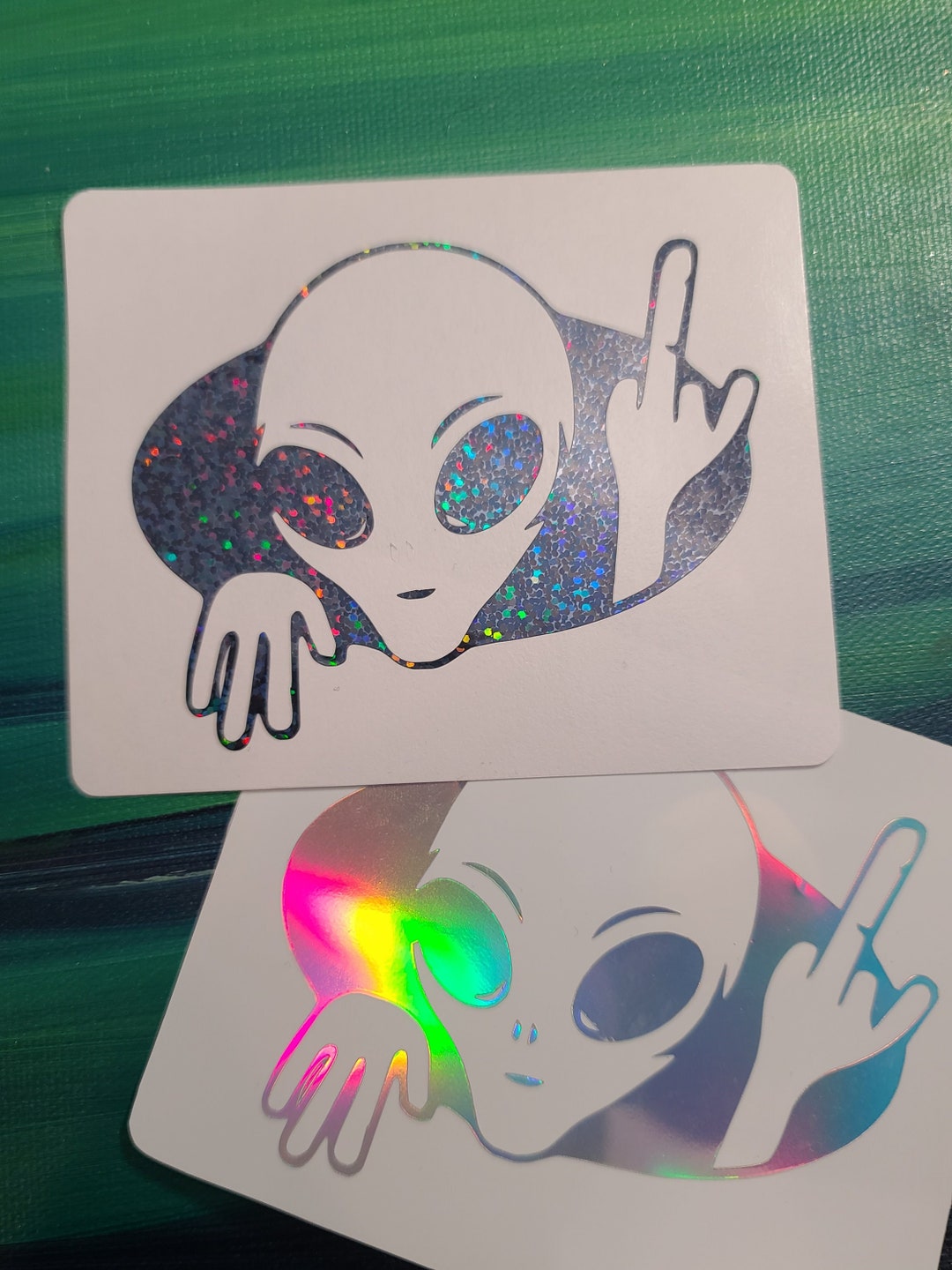 Flipping Alien Vinyl Alien Head Stickers Waterproof Sticker Holographic ...
