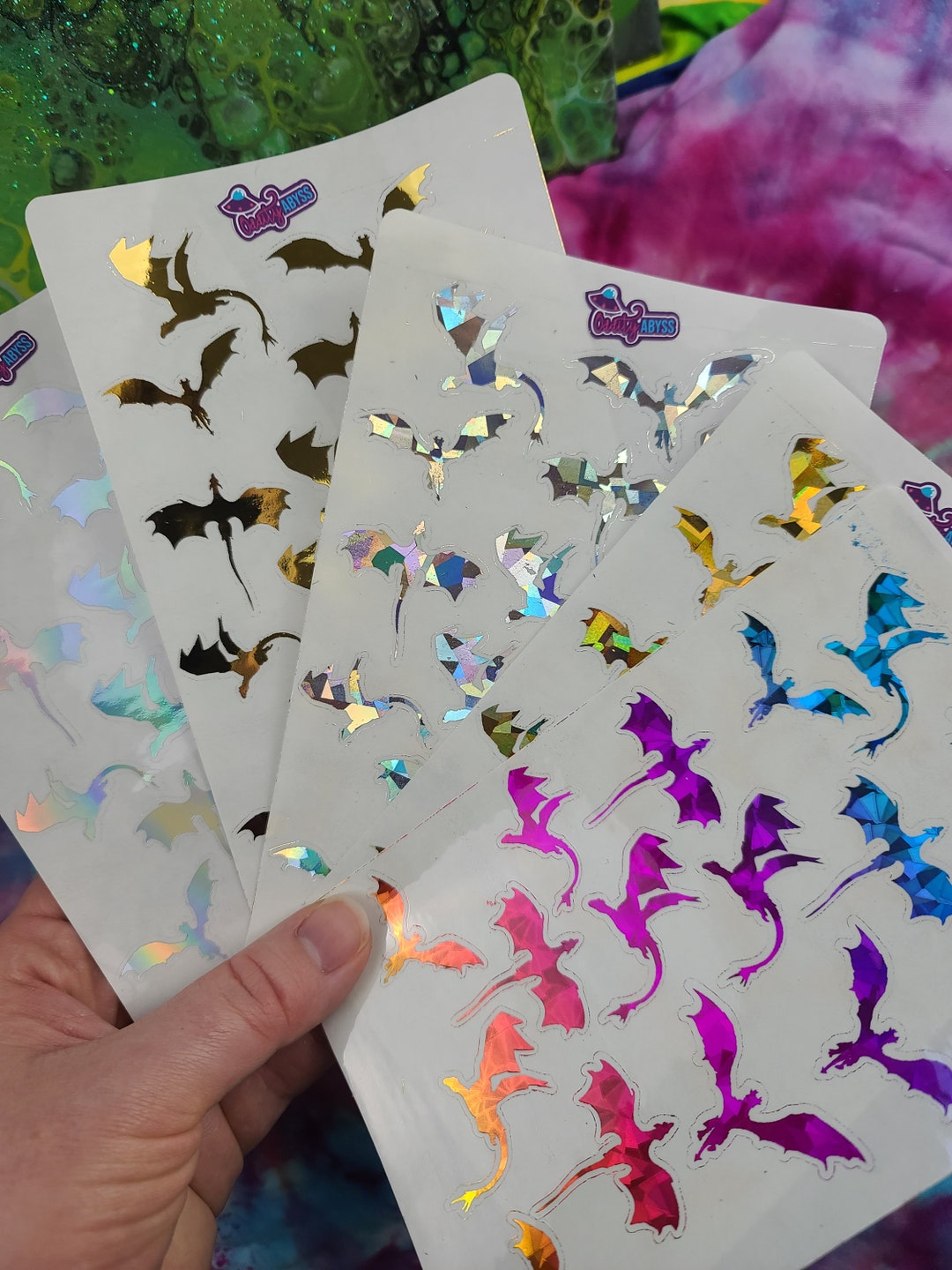 Holographic Clear Dragon Stickers Gold Dragon Sticker Sheet Holographic ...