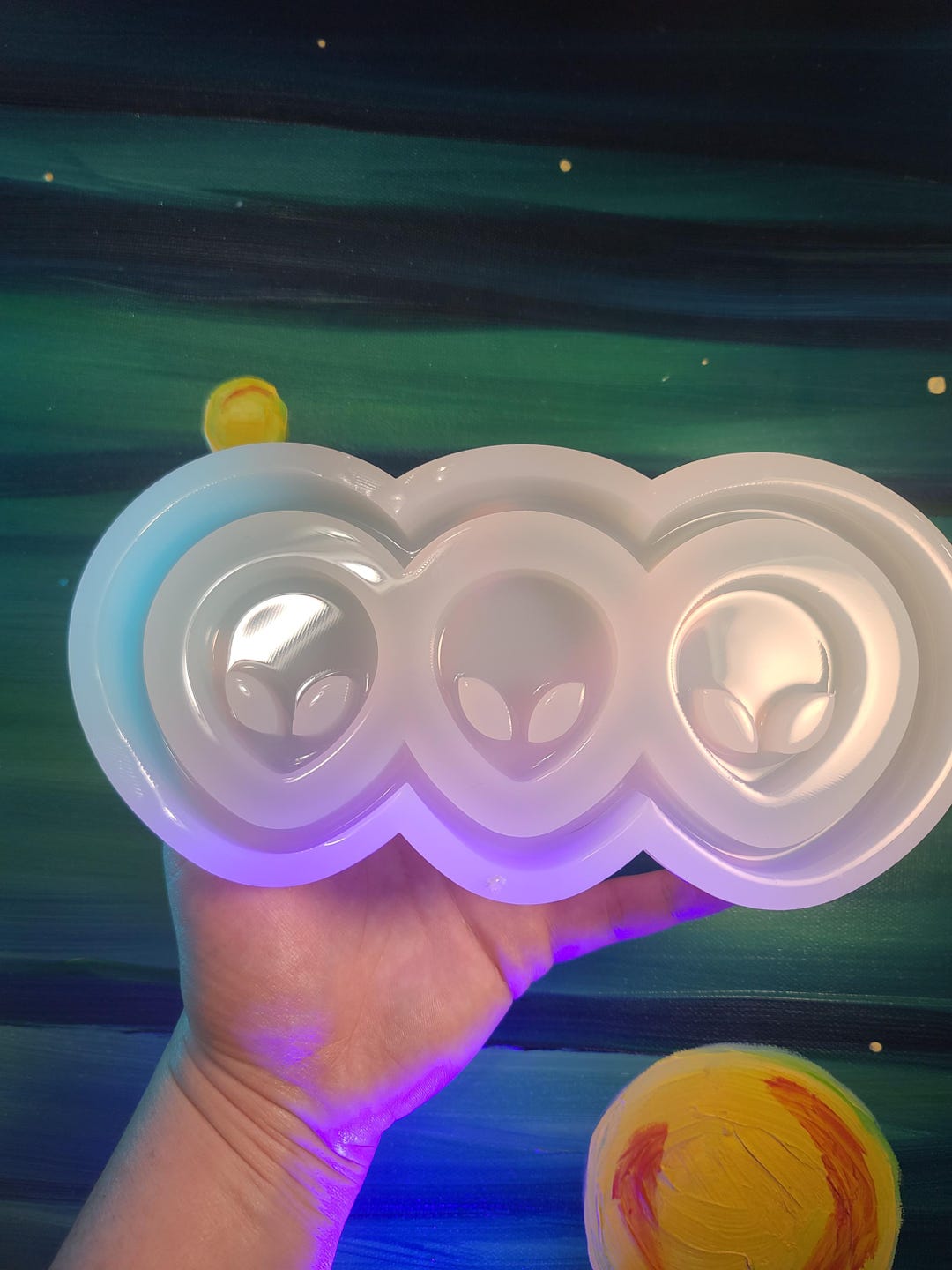 3D Triple Alien Head Tray Handmade Mold Silicone Alien Mold Premium ...