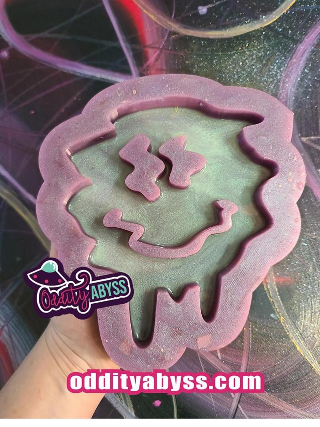 XL Melted Smiley Face Handmade Silicone Mold Silicone Mold Art Silicone ...