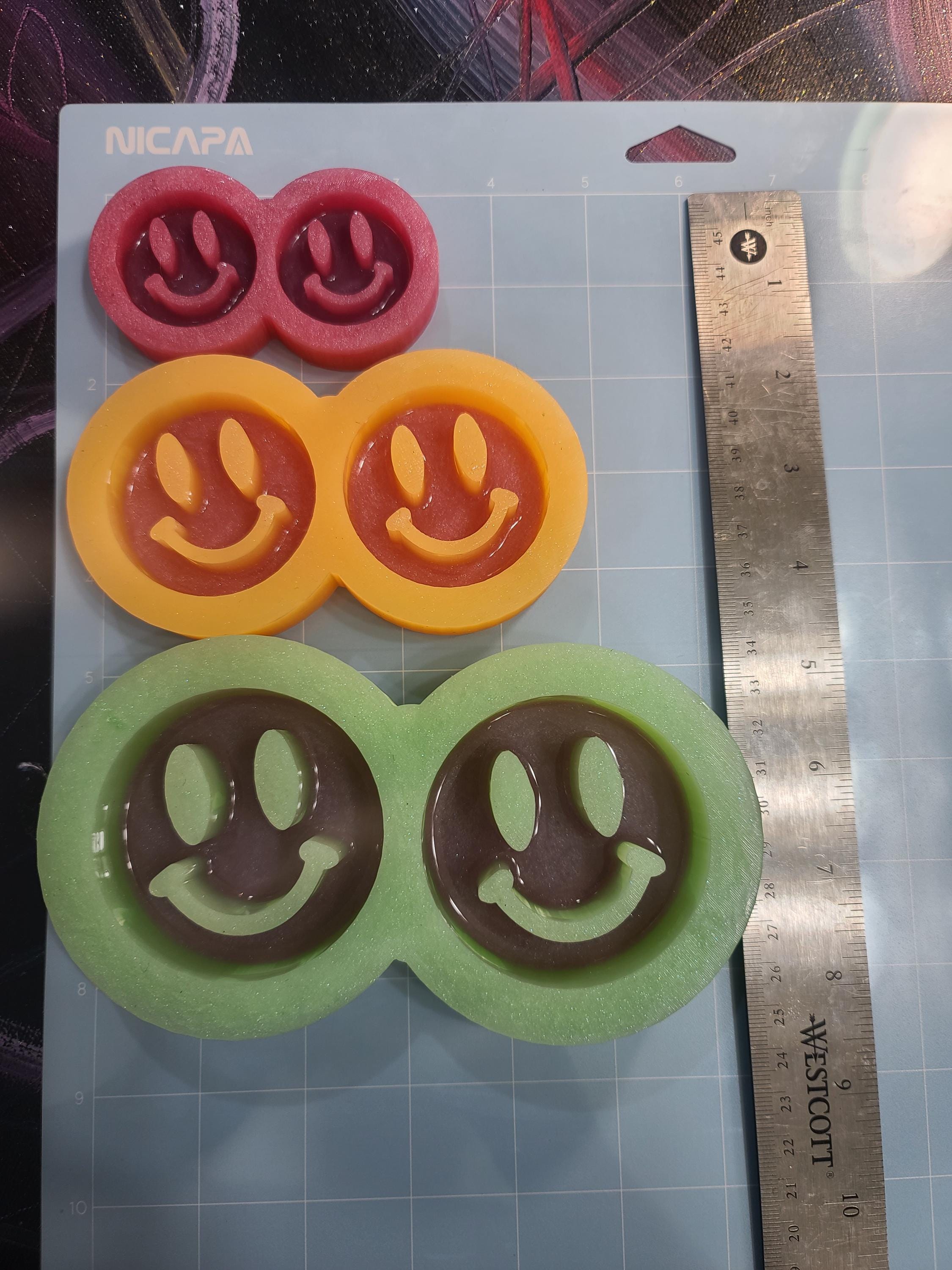 BIG Smiley Face Mold Set Silicone Mold Epoxy Earring Magnet Silicone ...