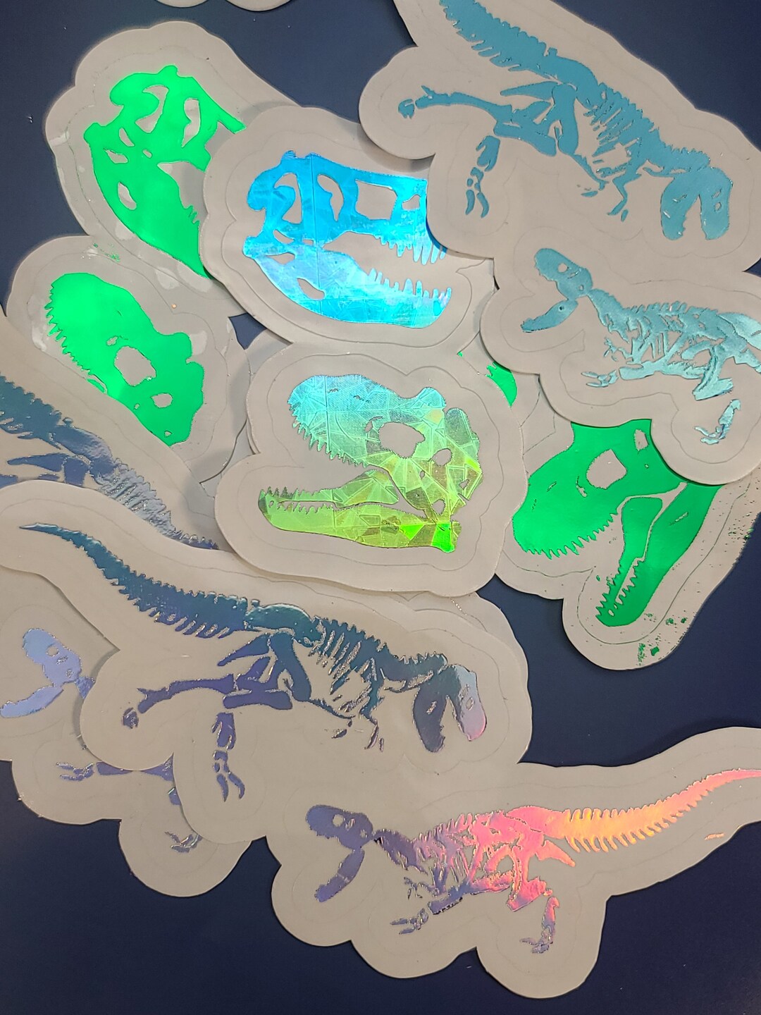 Set of 4 Dinosaur Stickers Dinosaur Bones Holographic Jurassic Party ...