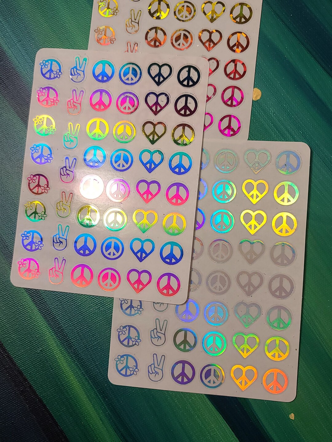 PEACE Stickers Holographic Sparkle Sticker Set Foil Glitter PEACE SIGN ...