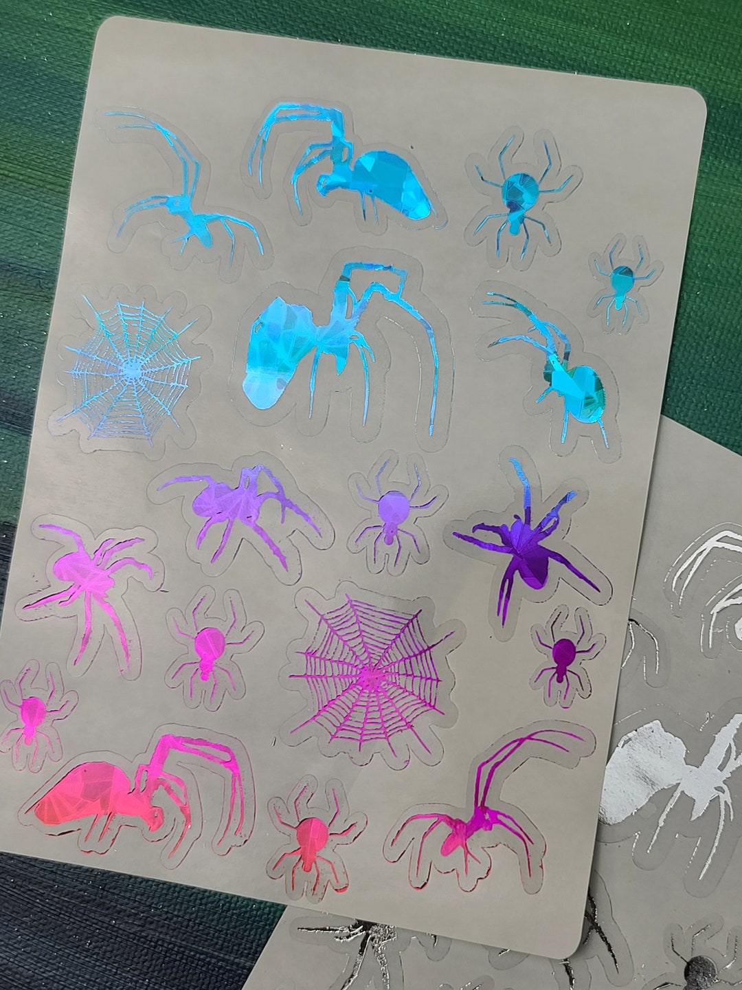 Spider Stickers Holographic Spiders Sticker Sheet Holographic Web ...
